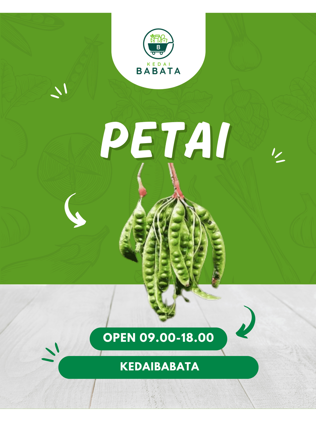 Jual Petai Pete Patai per Papan Fresh Segar Kedai Babata Padang ...