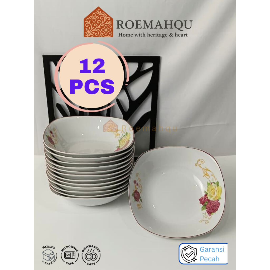 Jual [12 Pcs] Mangkuk Segi Bunga Keramik I harga lusinan mangkuk ...