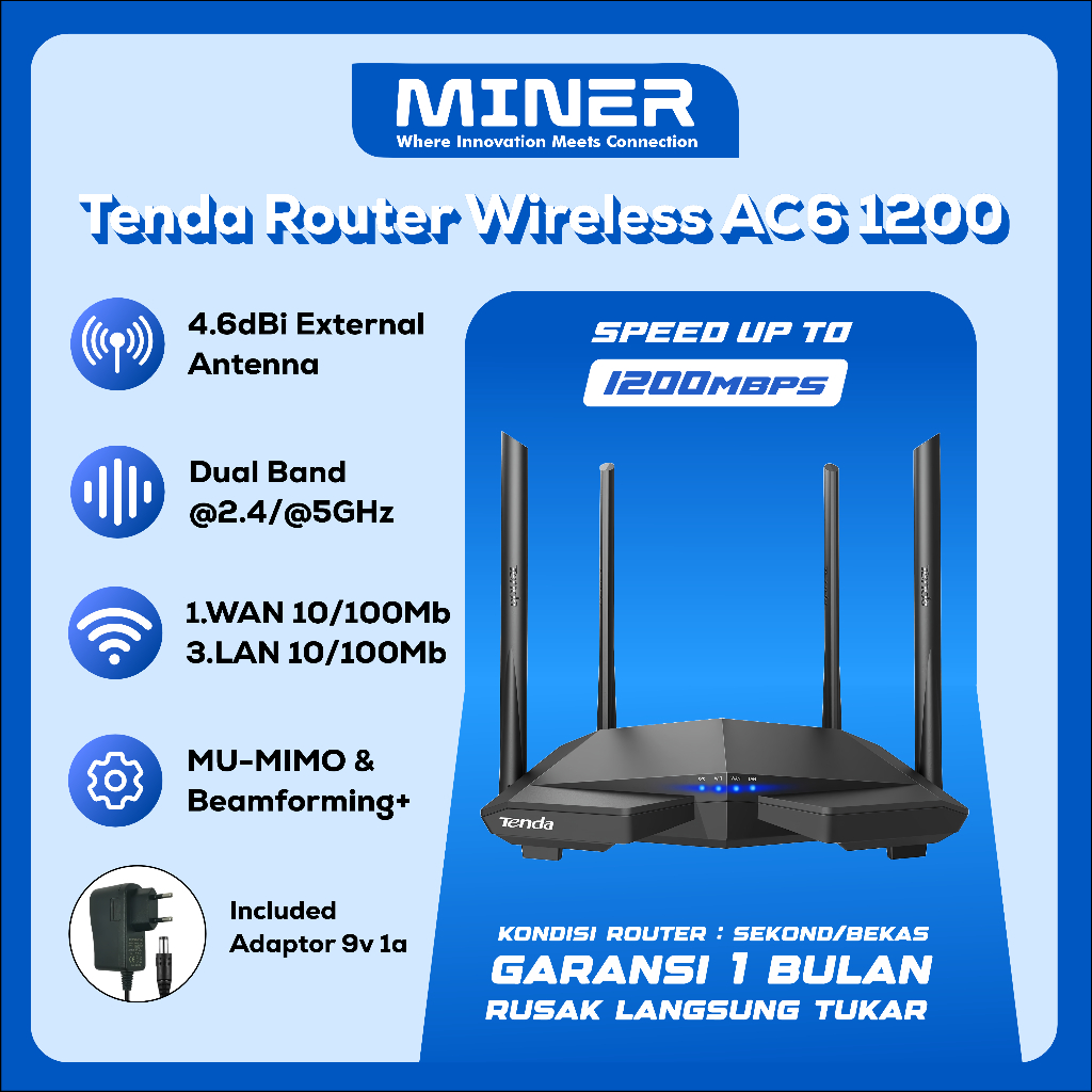 Jual Tenda AC6/AC7 AC1200 Router Wireless Smart Dual Band 4 Antena ...