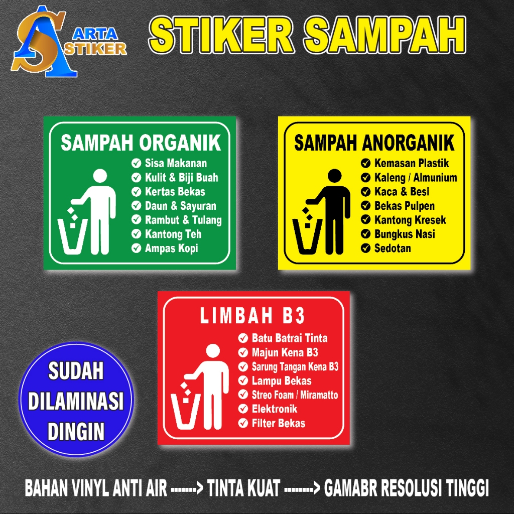 Jual 047. Stiker Label Tempat Sampah, Stiker Sampah Organik, Stiker ...