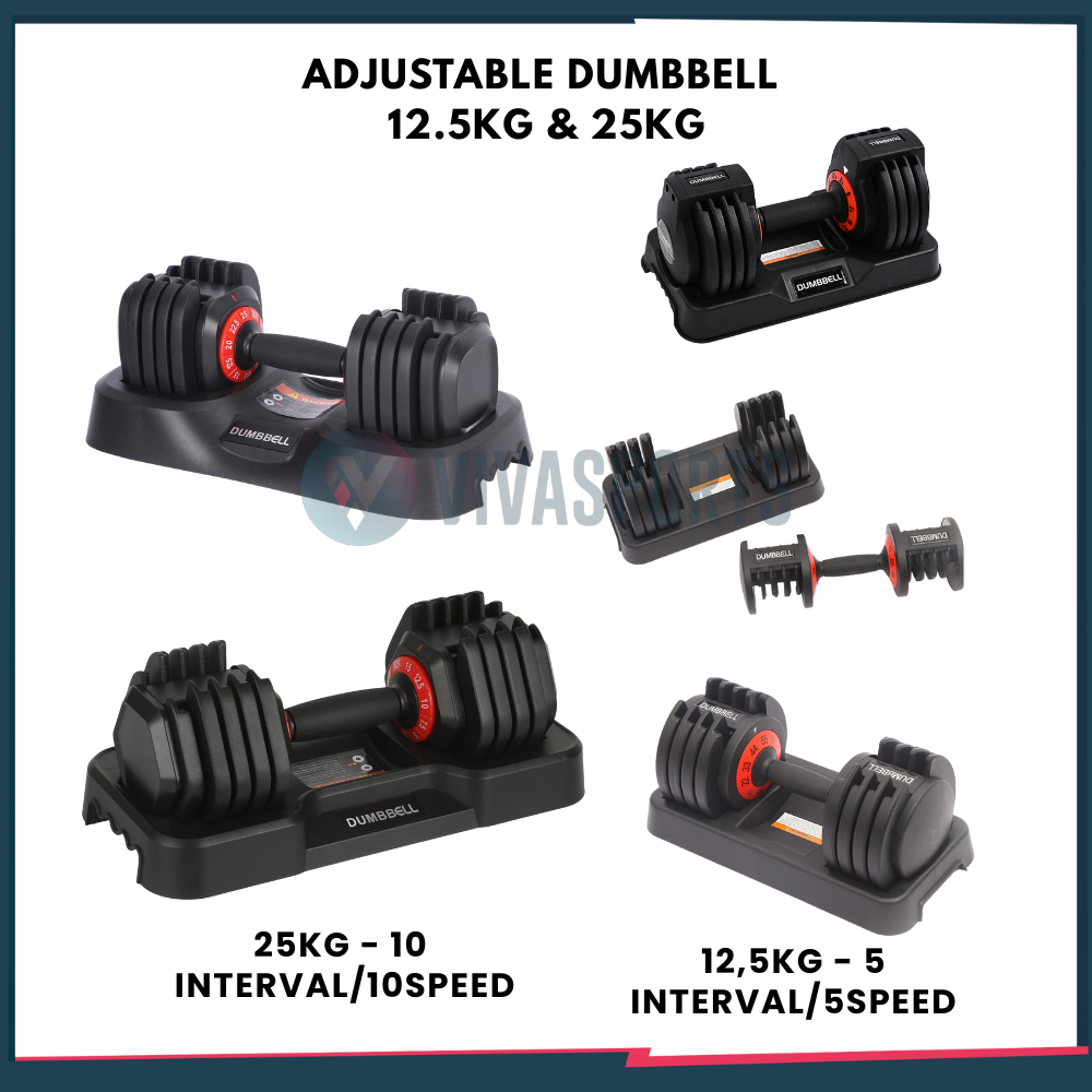 Jual VIVASPORTS - Dumbell Adjustable Premium 12.5KG & 25KG / Dumbel ...