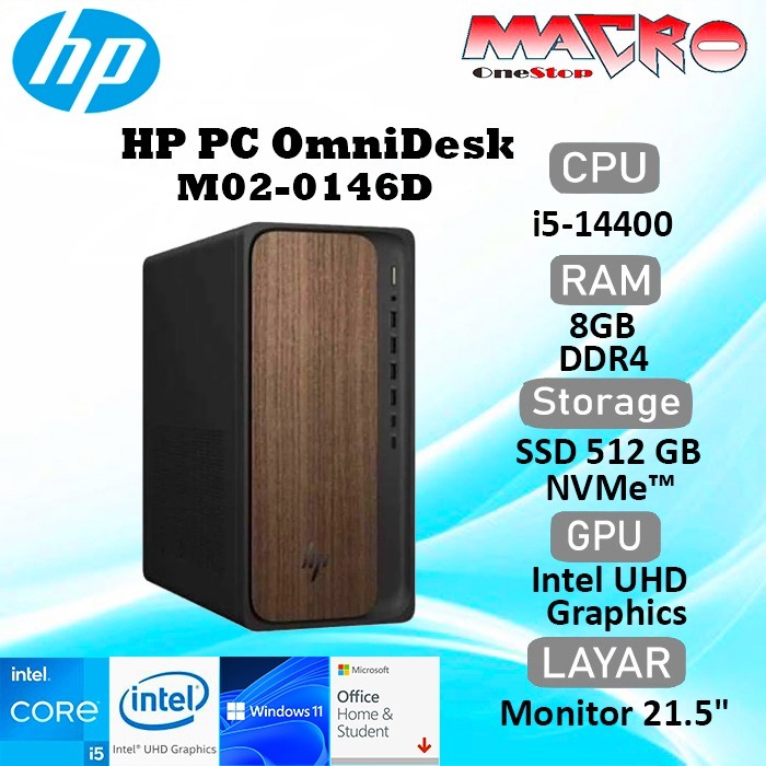 Jual HP PC Desktop OmniDesk M02-0146D i5-14400 8GB SSD 512GB WIN11 ...