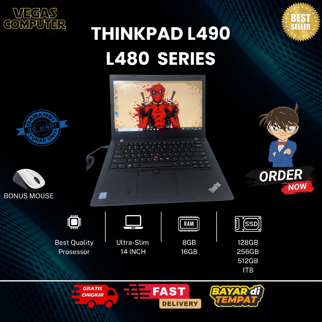 Jual Lenovo Thinkpad L490 L480 Intel i7 i5 i3 GEN 8 RAM 16GB SSD 512GB ...