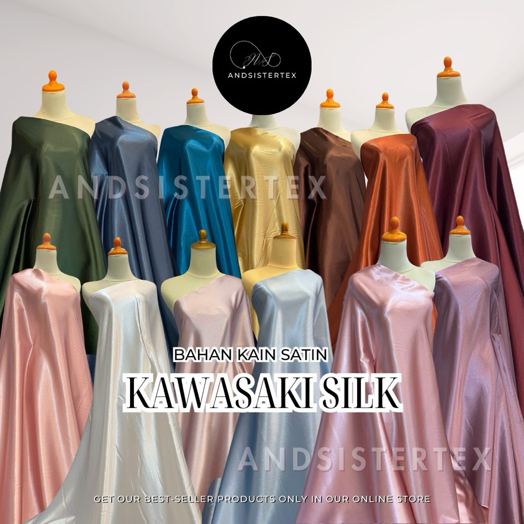 Jual Bahan Kain Satin Kawasaki Silk Berbagai Warna Bahan Mengkilap ...