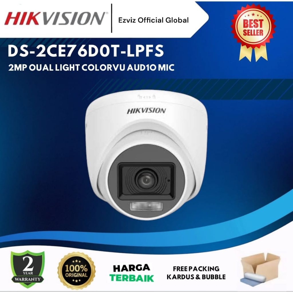 Jual Kamera CCTV Indoor Hikvision 2MP built-in Mic DS-2CE76DOT-LPFS ...
