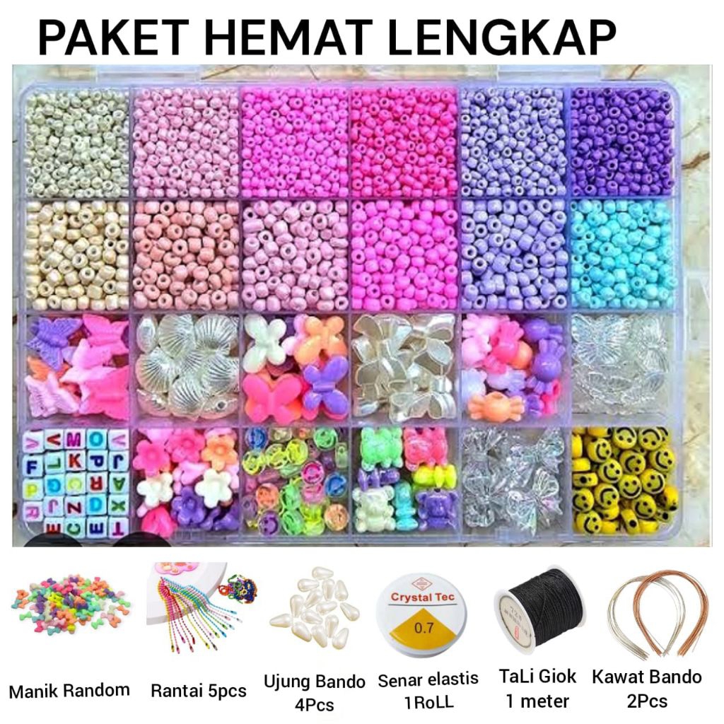 Jual DIY Manik Manik Set Lengkap Gelang Aesthetic DIY Craft Kit Manik ...