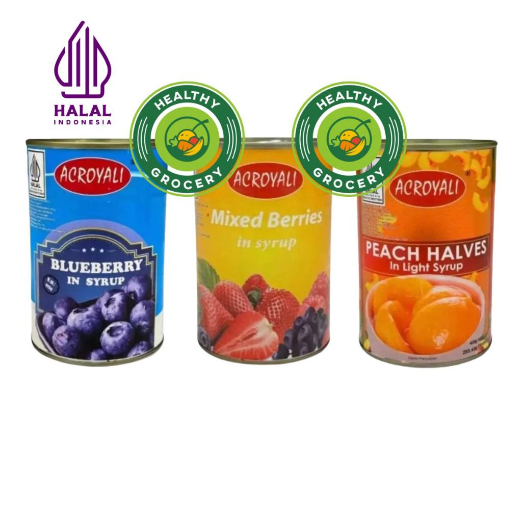 Jual Acroyali Canned Mixed Berris In Syrup 415gr / Yellow Peach Halves ...