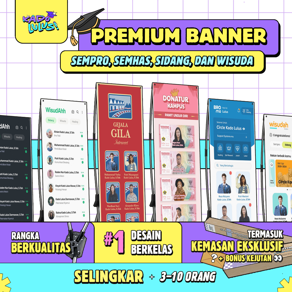 Jual KADO LULUS Premium Banner Spanduk Wisuda Sidang Skripsi Sempro ...