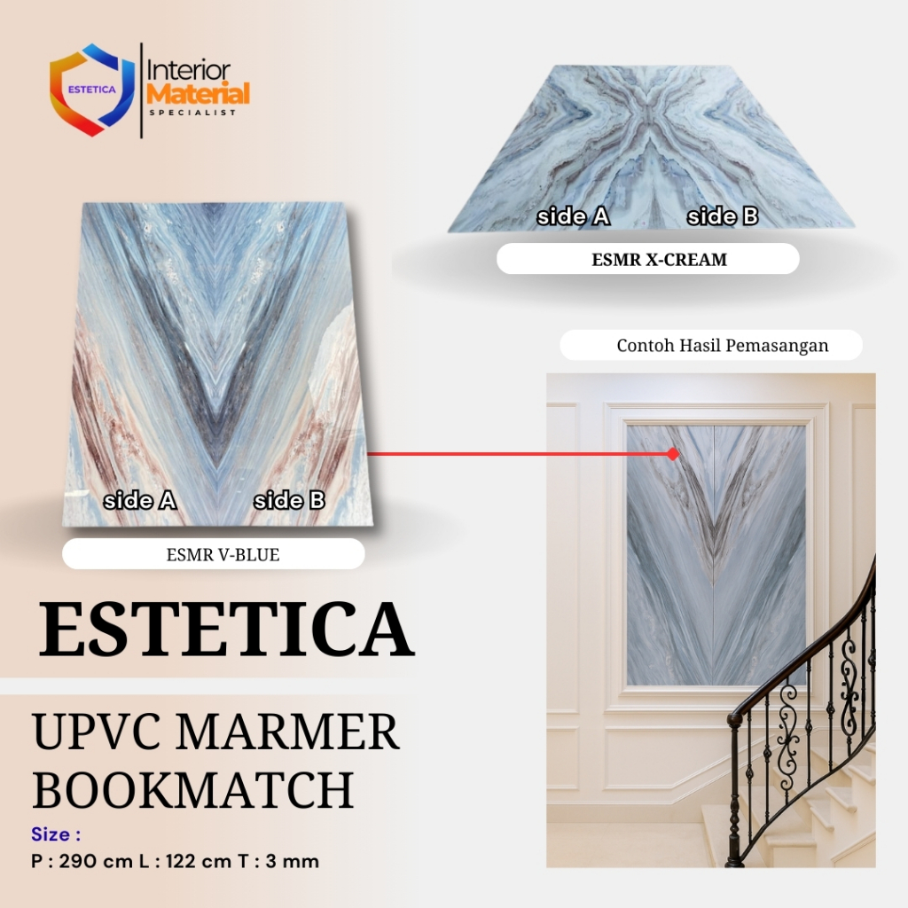 Jual Marmer Panel PVC Bookmatch Dekorasi Dinding Panel Wall panel Book ...