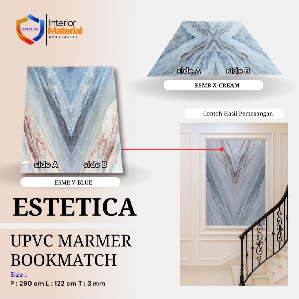 Jual Wallboard Bookmatch Panel Marmer Wallpanel Book Match Marble ...