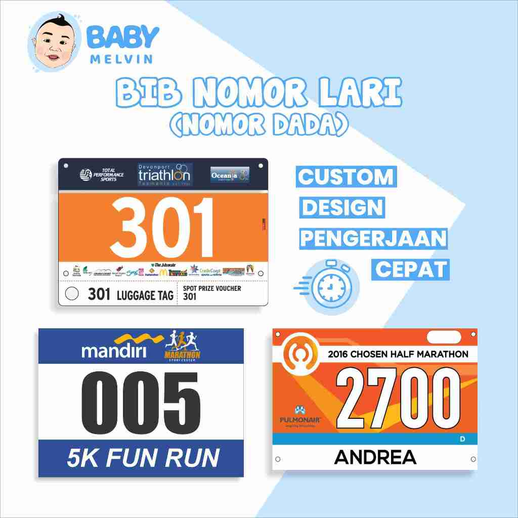 Jual Baby Melvin Cetak Stiker Nomor Dada Event Olahraga | Custom ...