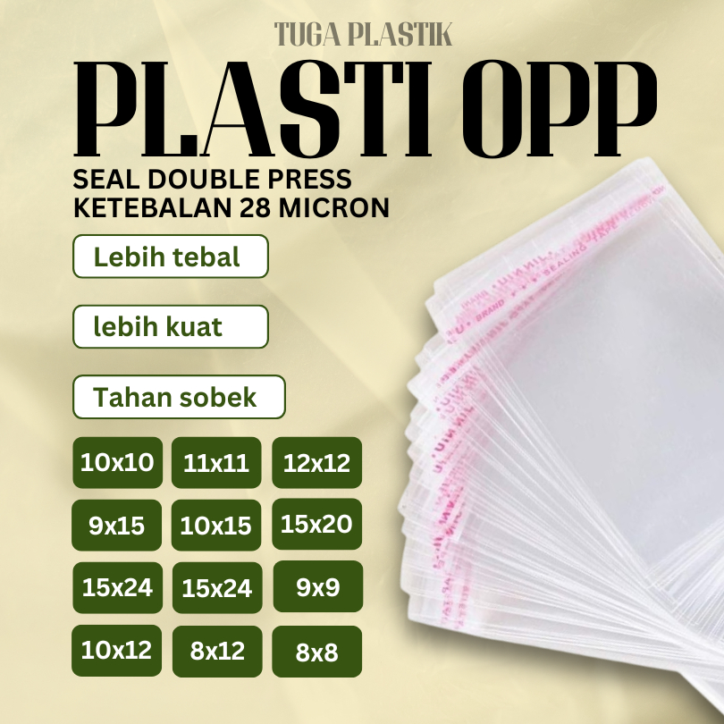 Jual Plastik OPP 04 – 28 Micron, isi 100 pcs. Ukuran tersedia 8x8, 9x9 ...