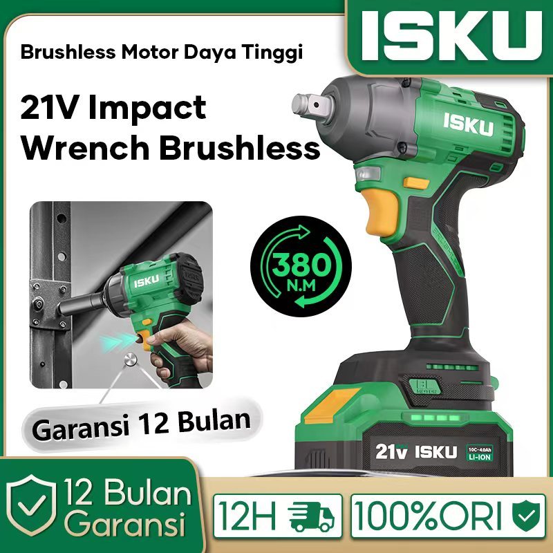 Jual ISKU Impact Wrench Brushless Mesin Bor Impact Baterai Untuk ...