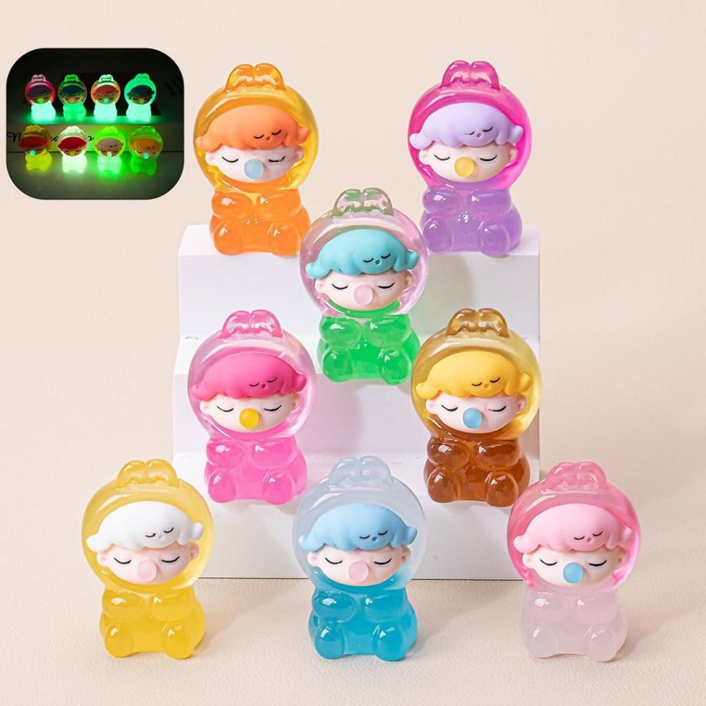 Jual DIY [M75] BEAN MINIATURE POPMART DIMOO BUBBLE glow in the dark ...