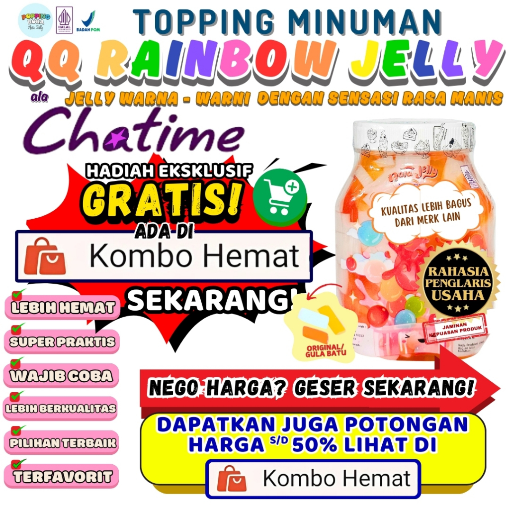 Jual QQ Rainbow Jelly Konyaku Topping Minuman - Jelly Warna Warni Rasa ...