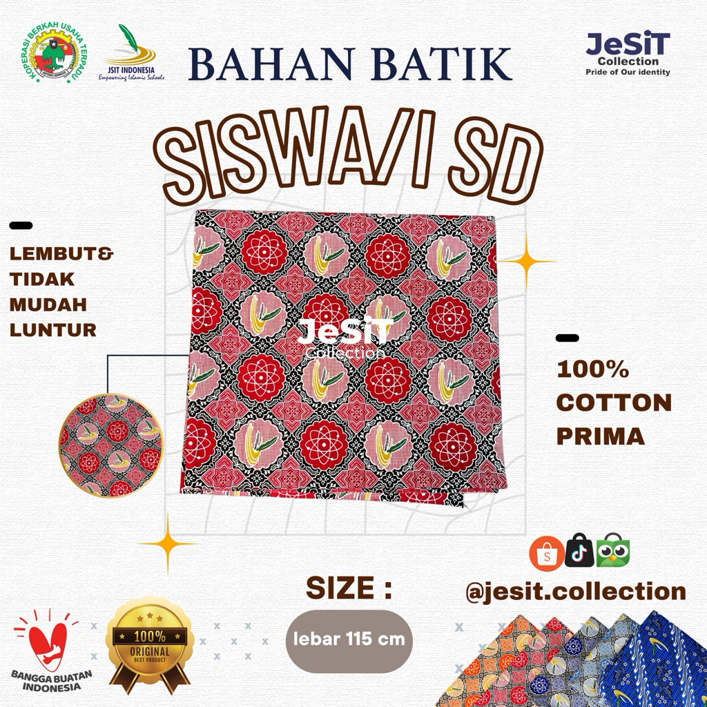 Jual Termurah Bahan Kain Batik Siswa Sd Jsit 40'S/Ori | Shopee Indonesia