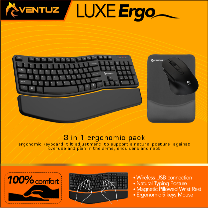 Jual VENTUZ LUXE ERGO 2.5Ghz ARM REST PILLOW WIRELESS 2.5Ghz COMBO ...