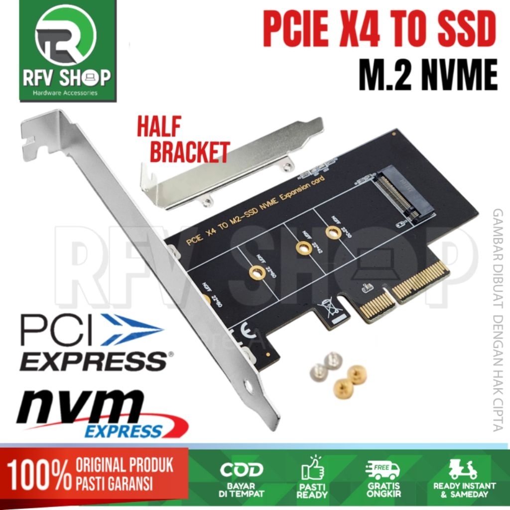 Jual PCI-Express x4 to SSD M.2 NVMe Expansion Card + Half Bracket PCIE ...