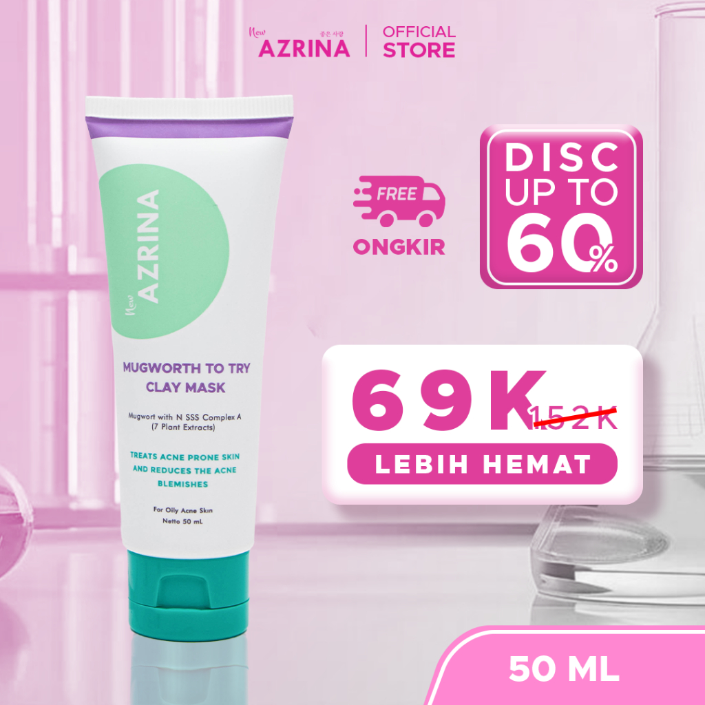 Jual [𝐒𝐀𝐋𝐄] Azrina Mugworth To Try Clay Mask - Masker Wajah Untuk ...