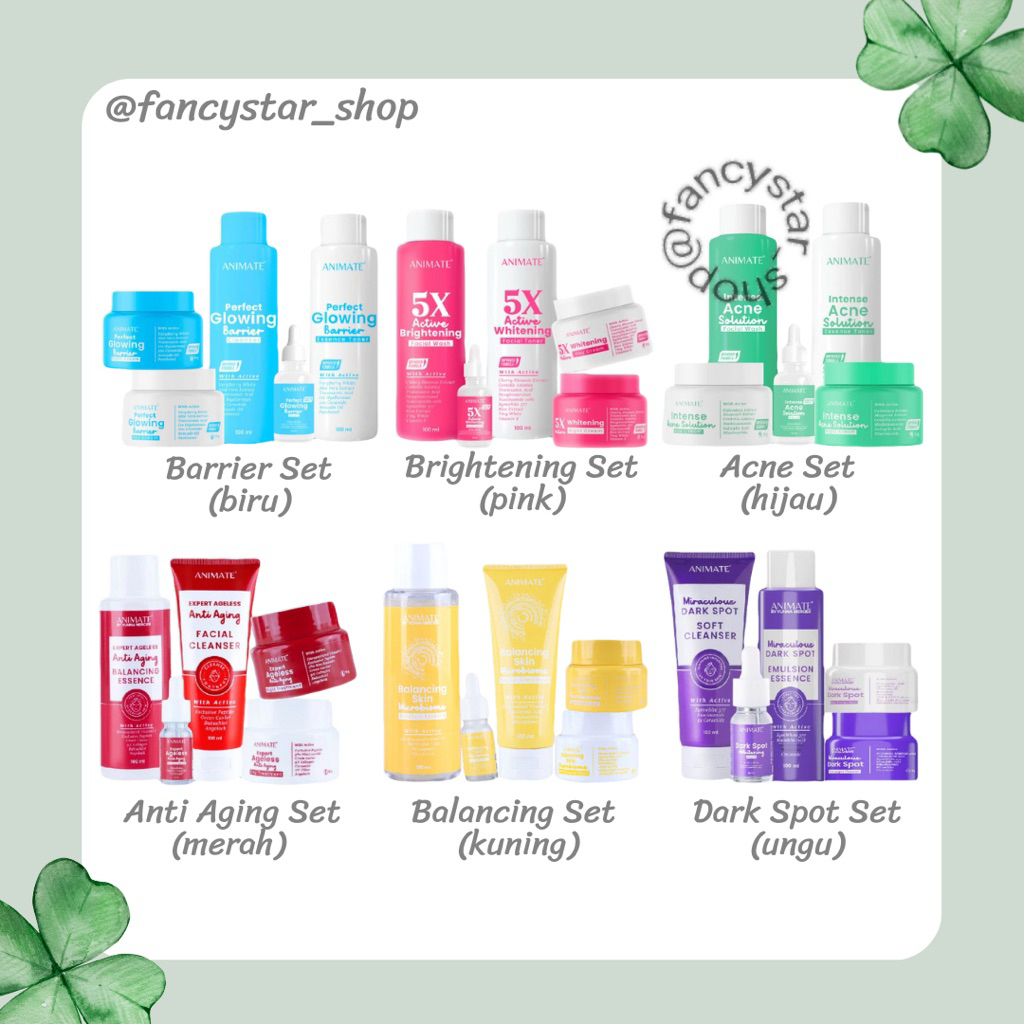 Jual [BPOM] ANIMATE Set Paket 5in1 | Whitening Set | Barrier Set | Acne ...