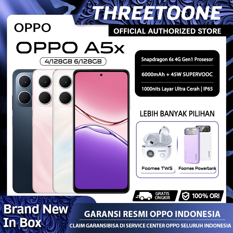 Jual [Official Store] OPPO A5x 4/128GB 6/128GB Snapdragon 6s 4G Gen1 ...