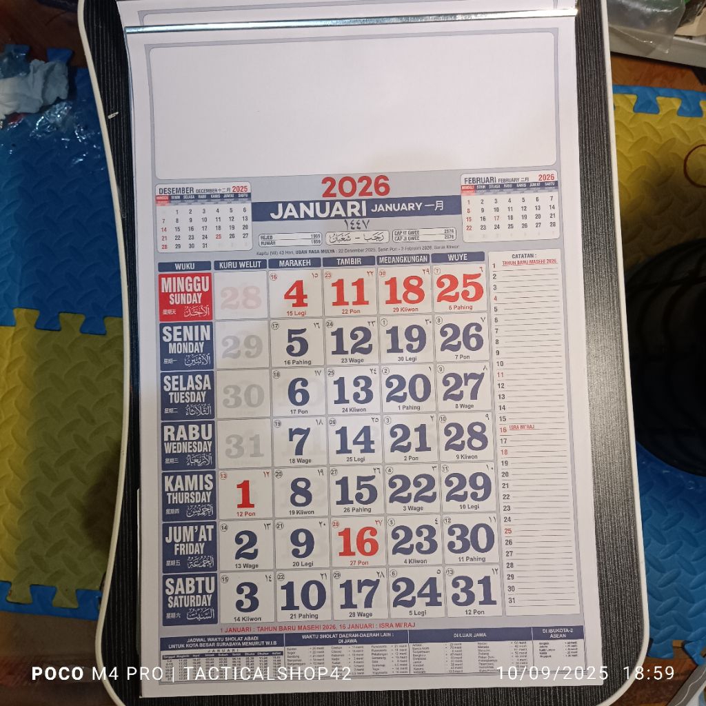 Jual Kalender tahun 2026 lengkap 12 Lembar / Kalender Masehi Dinding ...