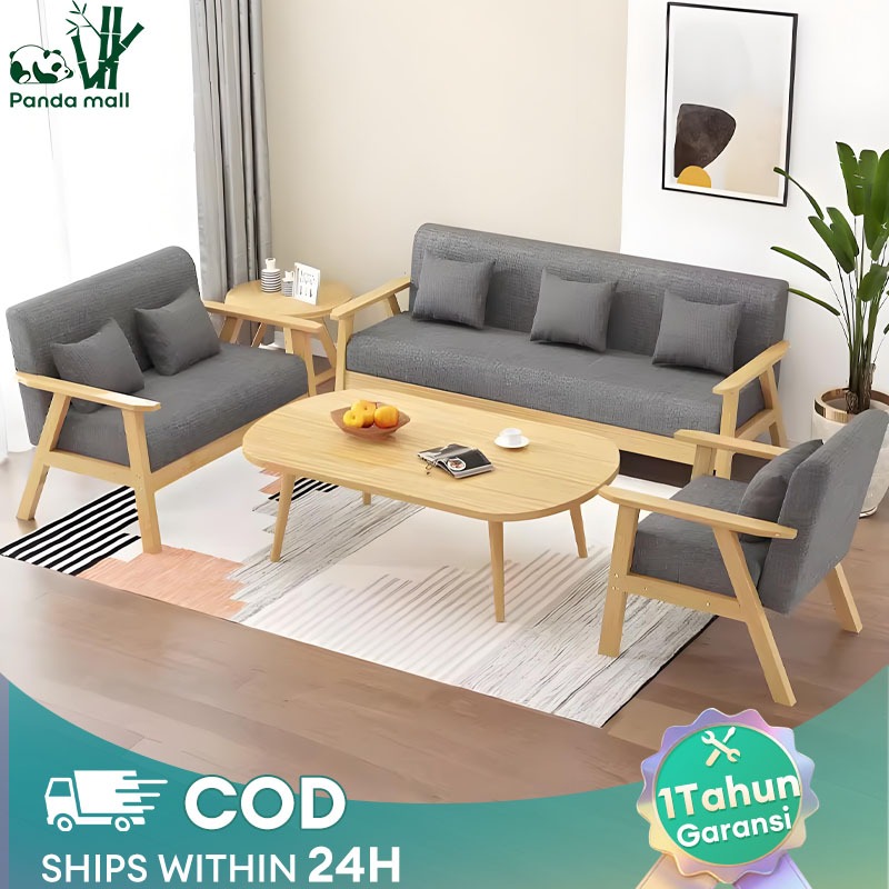 Jual Sofa Kain Sofa Bed 3/2/1 Seater Kayu Solid Modern Ruang Tamu Kursi ...