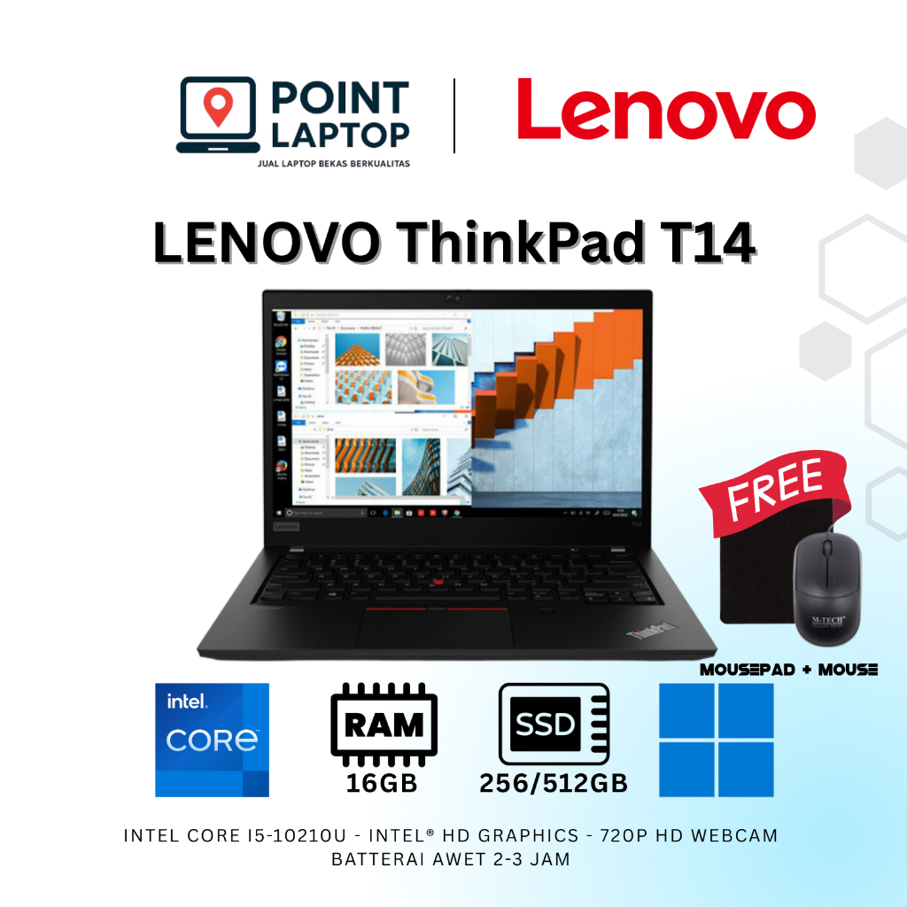 Jual Lenovo ThinkPad T14 G1 G2 i5/i7 Gen 10 Ram 16GB/256GB SSD NVME FHD ...