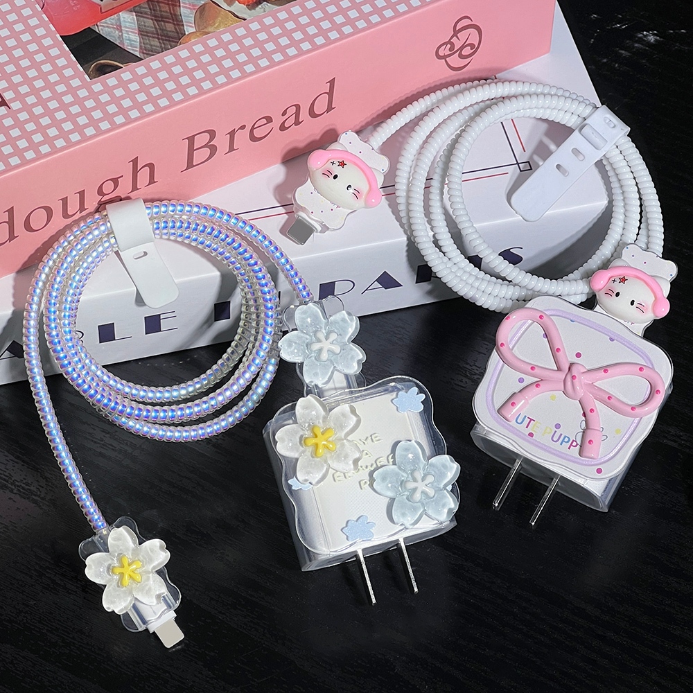 Jual 5pcs Rhinestone Data Cable Protector Charger Head Cover Set PD 18 ...