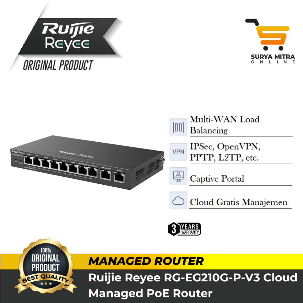 Jual Ruijie Reyee RG-EG210G-P-V3 Cloud Managed PoE Router | Shopee ...