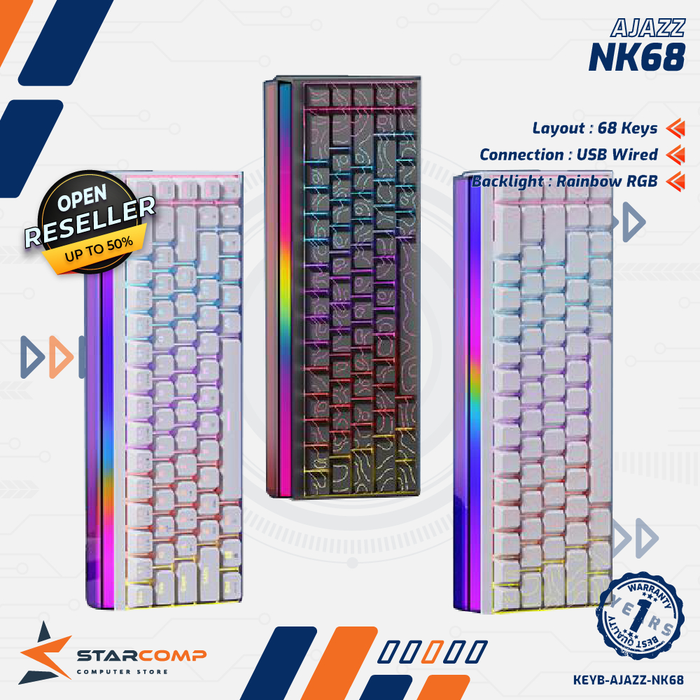 Jual Ajazz x Nacodex NK68 / NK-68 Wired Mechanical Keyboard Colorful ...