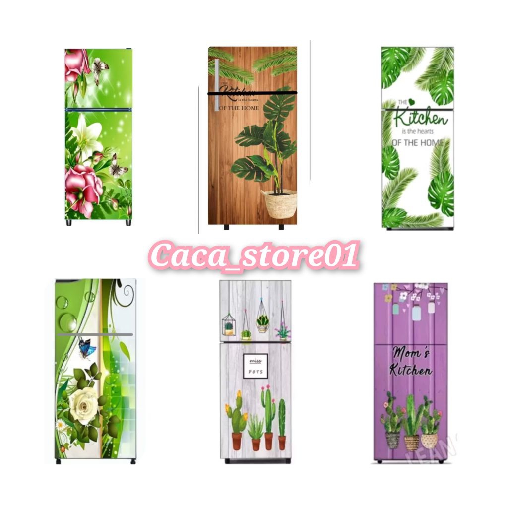 Jual Stiker Kulkas 2 Pintu Terbaru Motif Bunga Ijo green | Shopee Indonesia