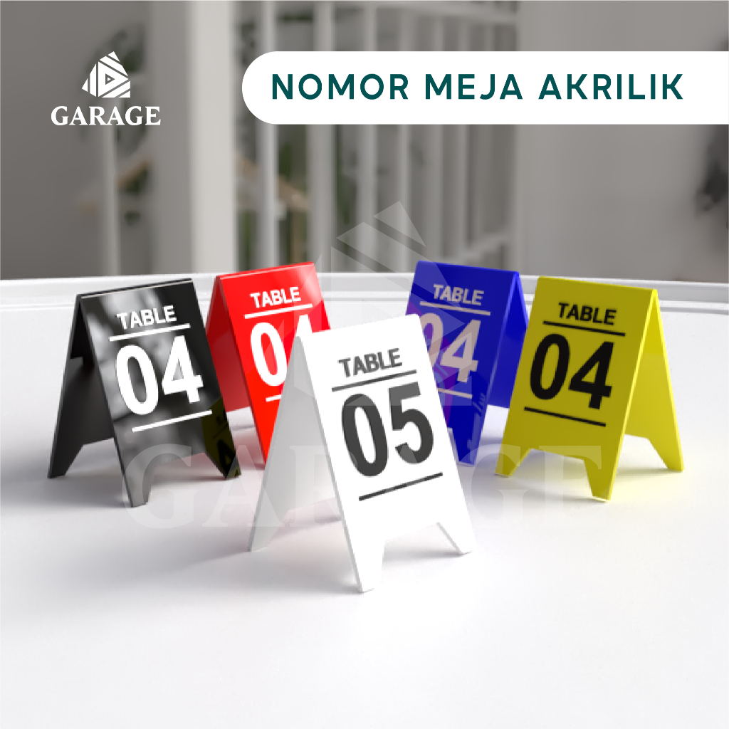 Jual Akrilik Nomor Meja / Nomor Meja Tekuk Model Kaki V / 12x8cm Nomor ...