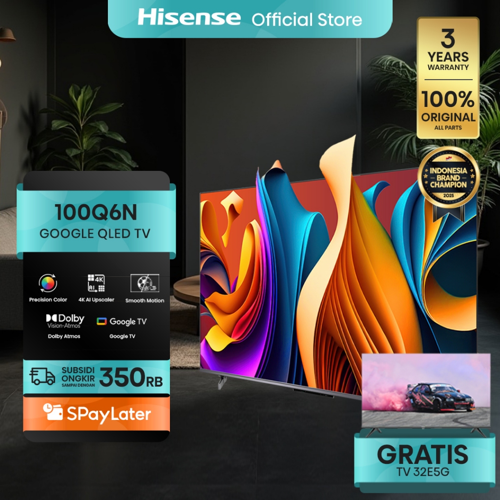 Jual Hisense 100Q6N 100" QLED Quantum Dot Google Smart TV-Bezelles ...
