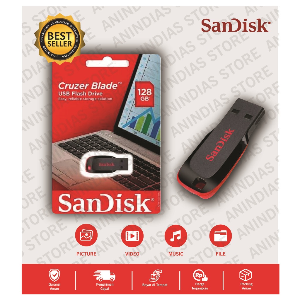 Jual TERMURAH !!Sandisk Cruzer Blade CZ50 Flashdrive 128 GB / 64 GB ...