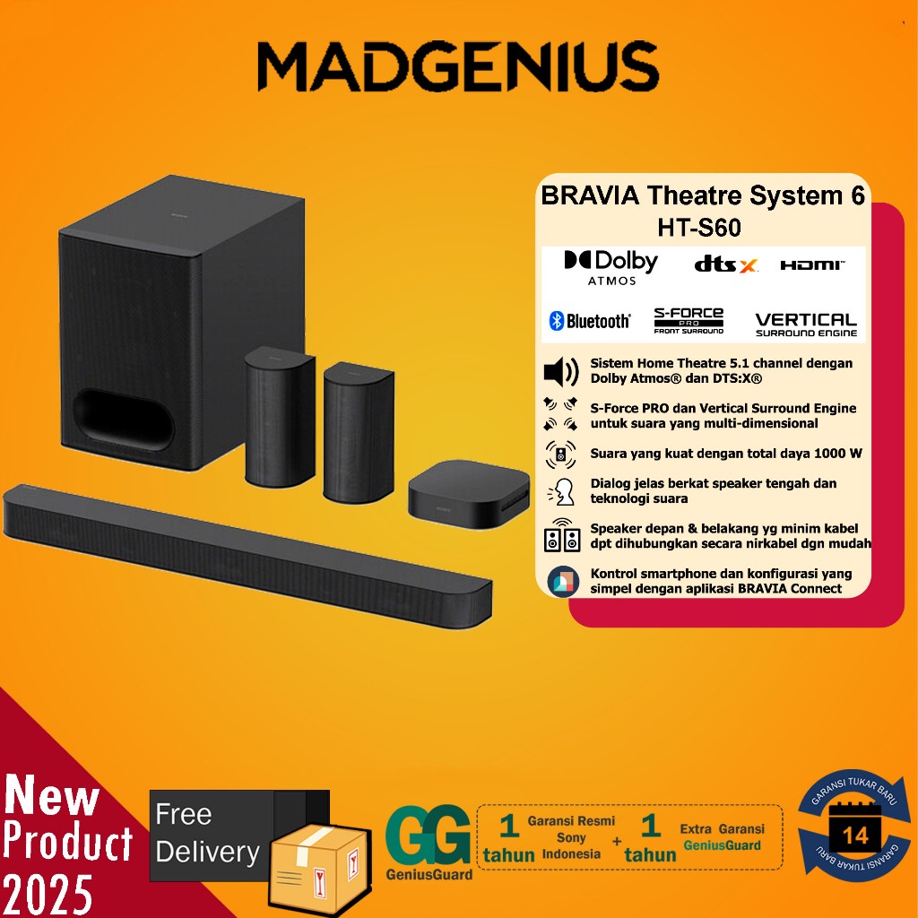 Jual SONY Original BRAVIA Theatre System 6 HT-S60 Soundbar 5.1ch Home ...