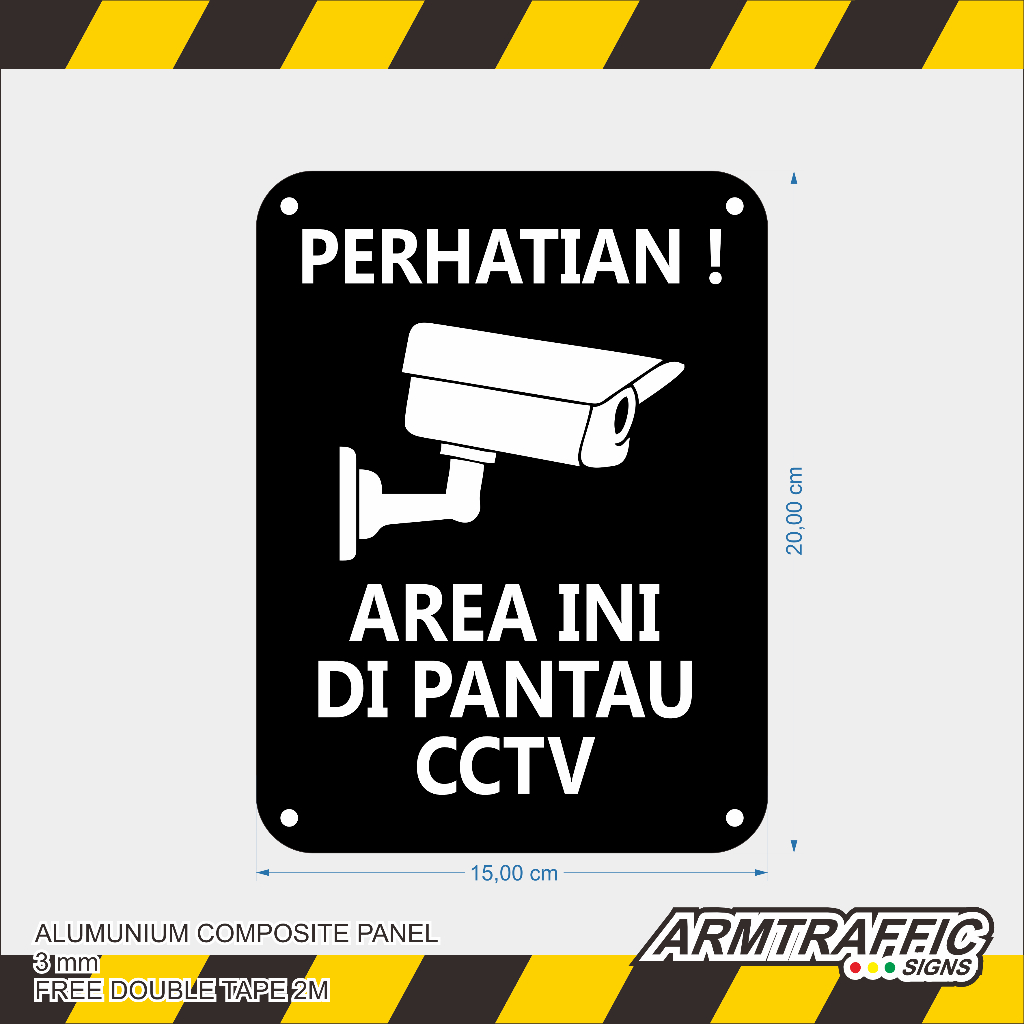 Jual SIGN AREA INI DIPANTAU CCTV 15 X 20 NEW BLACK AESTHETIC TANDA ARAH ...