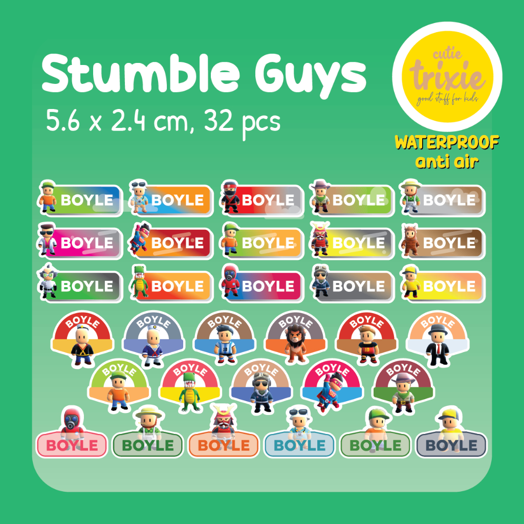 Jual Sticker label nama anak waterproof Stumble Guys | Shopee Indonesia