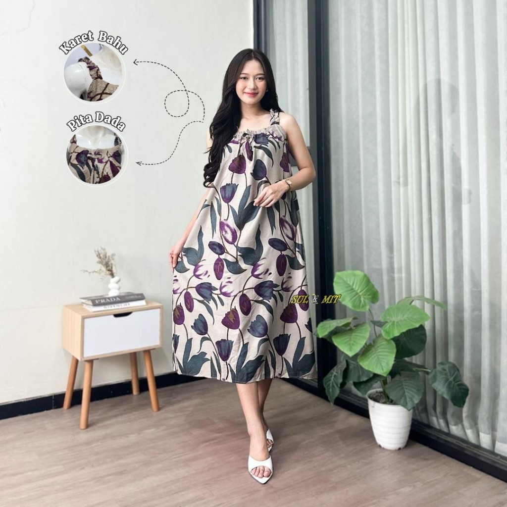 Jual Daster Yukensi Wanita Motif Bunga Tulip LD 110 Kekinian Bahan ...