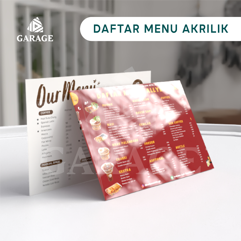 Jual Daftar Menu Akrilik Custom / Daftar Menu Makanan & Minuman Cafe ...
