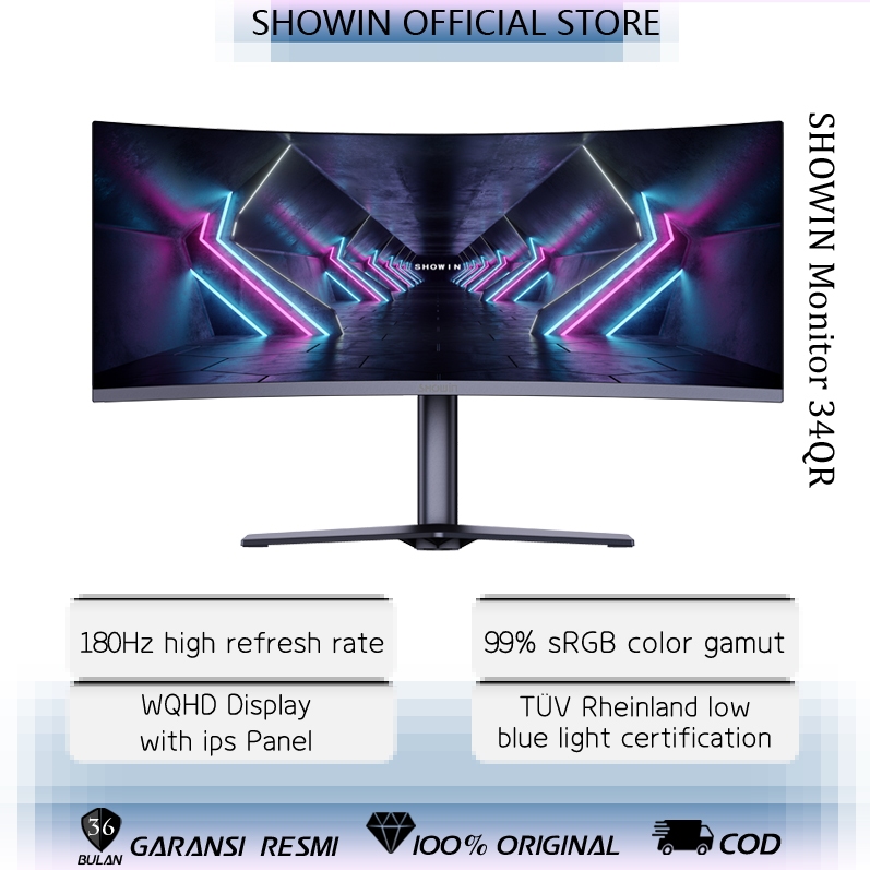 Jual Showin 34 Inch Monitor Curved Gaming Monitor WQHD 4K 180Hz Garansi ...