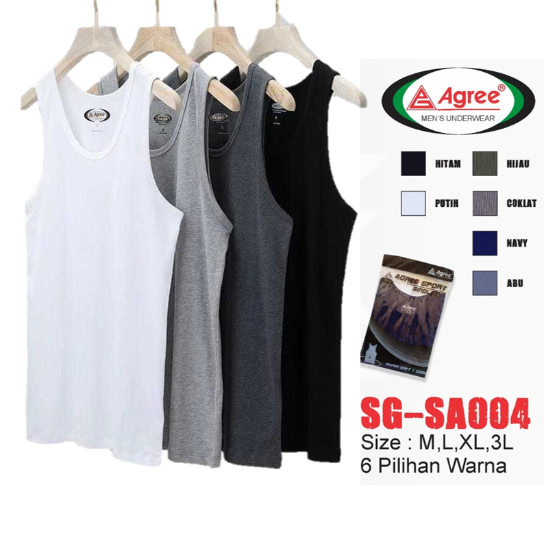 Jual AGREE Kaos Singlet Pria SGL-SA004 Katun Premium – 6 Warna Size M ...