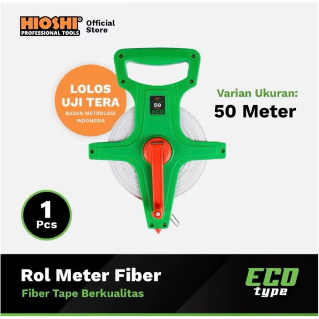 Jual Meteran tanah 50 meter / meteran fiber roll tancap hioshi 50 meter ...