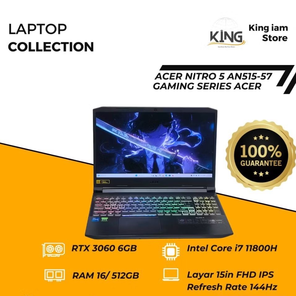 Jual Laptop Gaming Acer Nitro 5 AN515-57 i7 Gen11 RTX 3060 6GB RAM 16GB ...
