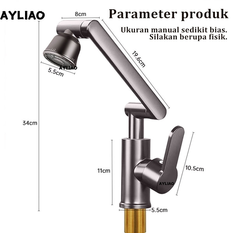 Jual AYLIAO SUS 304 Keran Putar 360°Derajat Keran Air Panas & Dingin ...