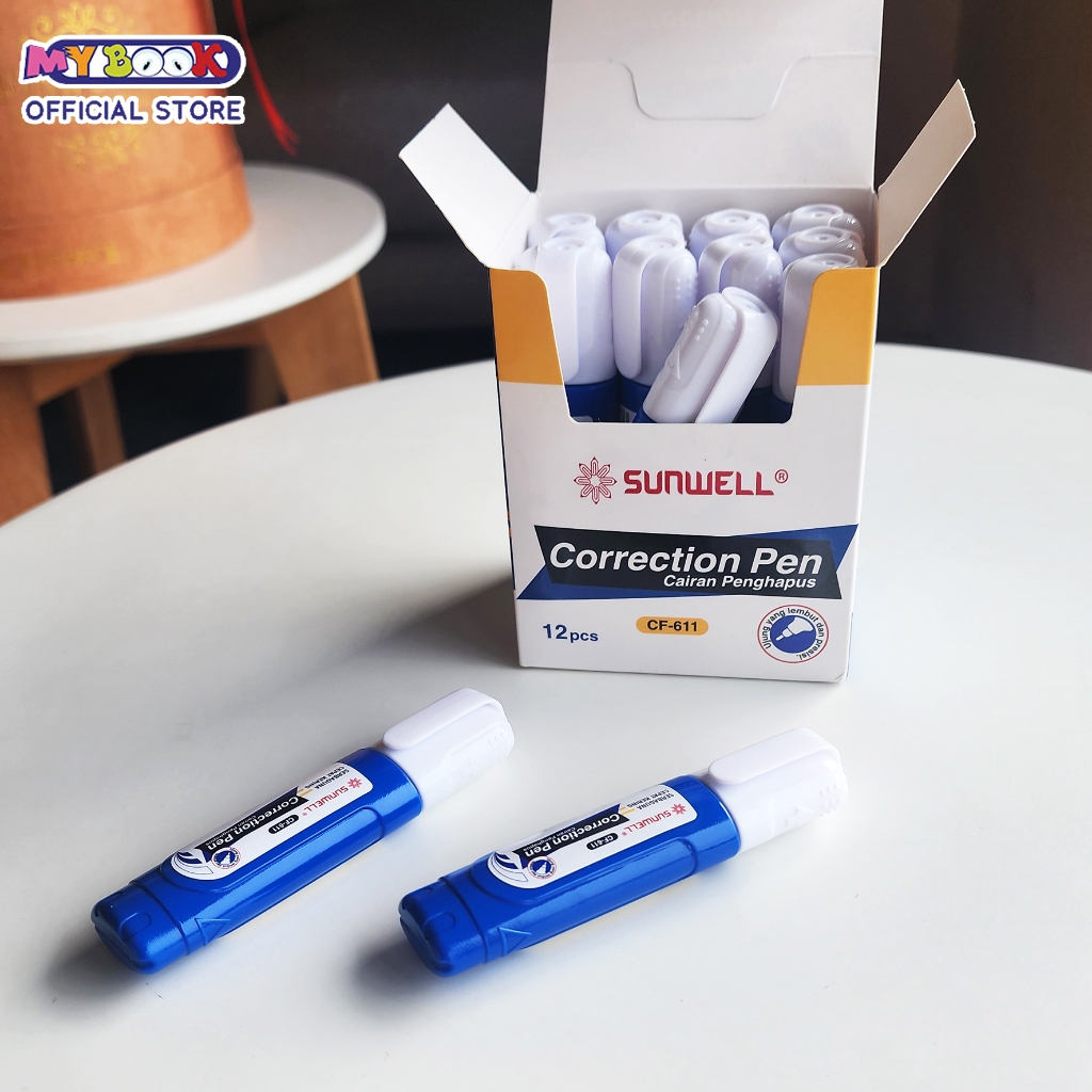 Jual Sunwell Correction Pen Tip Ex Cairan Koreksi Penghapus Cair ...