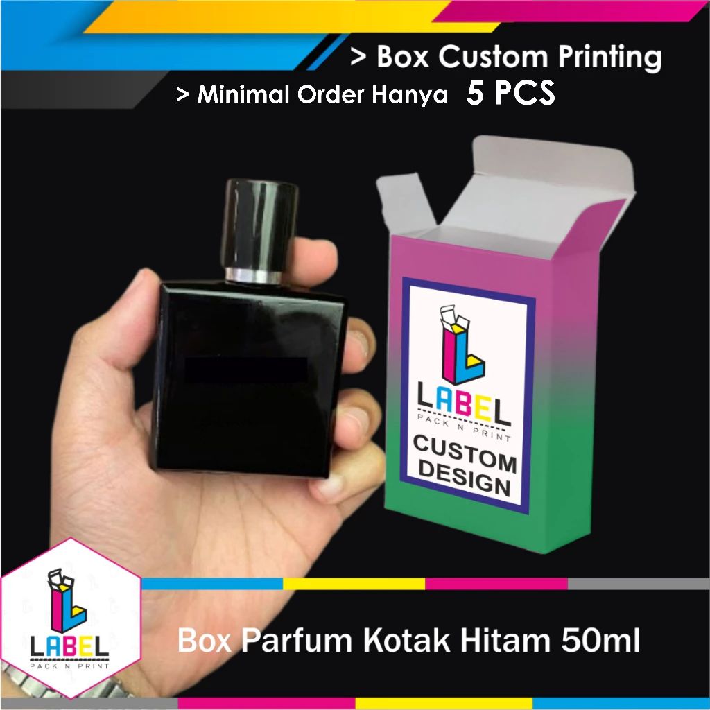 Jual Dus / Box Botol Parfum Kotak Hitam 50ml -CUSTOM DESAIN Full Print | Shopee Indonesia