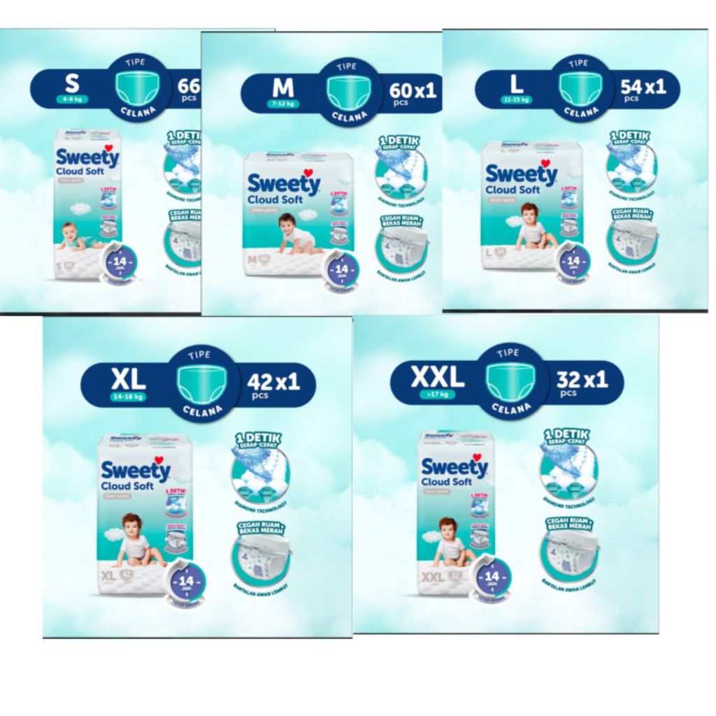 Jual SWEETY SILVER PANTS JUMBO CLOUD SOFT POPOK CELANA SEKALI PAKAI ...