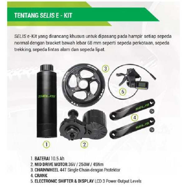 Jual SELIS - Mid Drive 250 Watt ( Sepeda biasa ke Sepeda listrik ...