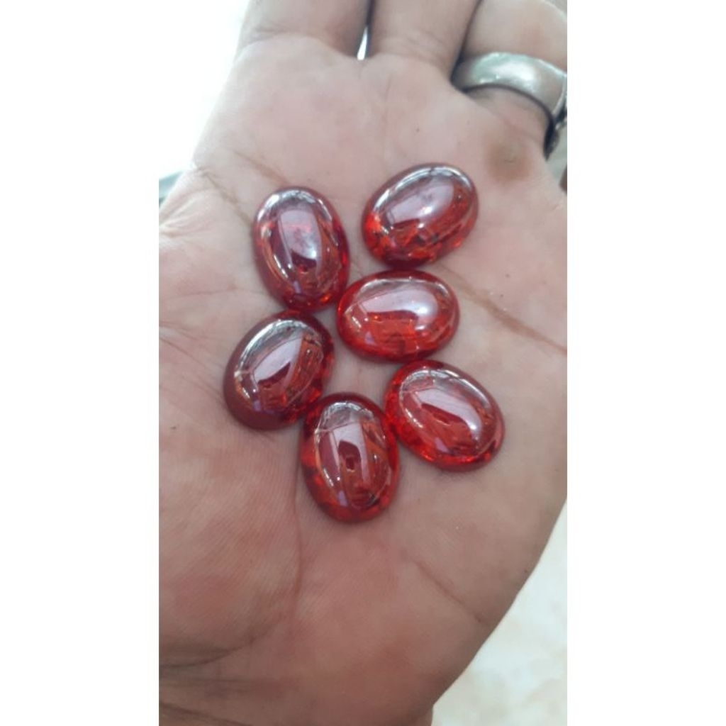 Jual batu akik lepasan merah siam pecah seribu 20 mm | Shopee Indonesia
